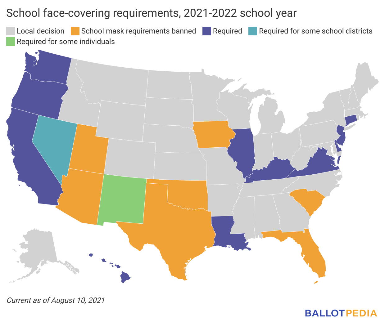 Thirteen states require masks in schools for the upcoming school year ...