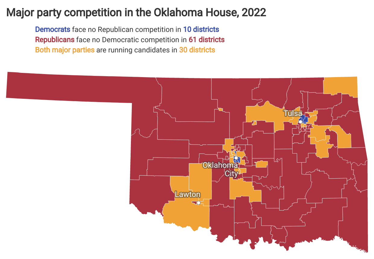 Seventy percent of state legislative districts will be without major ...