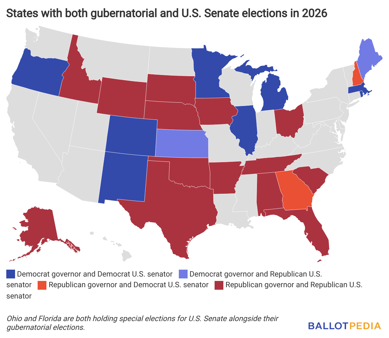 Both gubernatorial and U.S. Senate elections are happening in 26 states ...